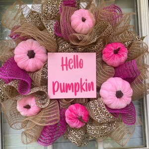 Pink Fall Wreath, Pink Wreaths for Fall, Pink Pumpkins, Pink Gifts ...