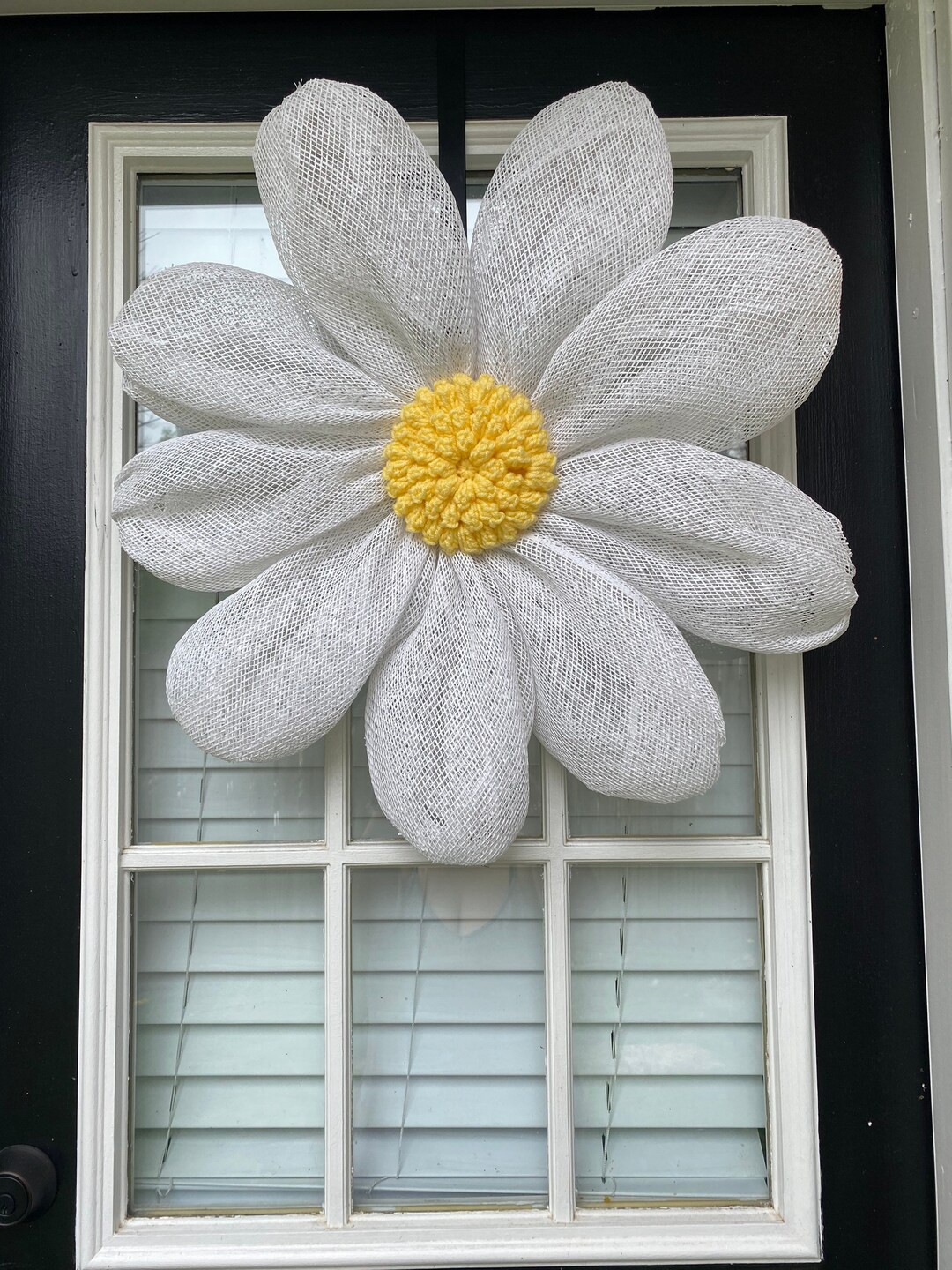 Daisy Wreath, Spring Daisy Wreath, Mesh Daisy Wreath, Spring Summer ...