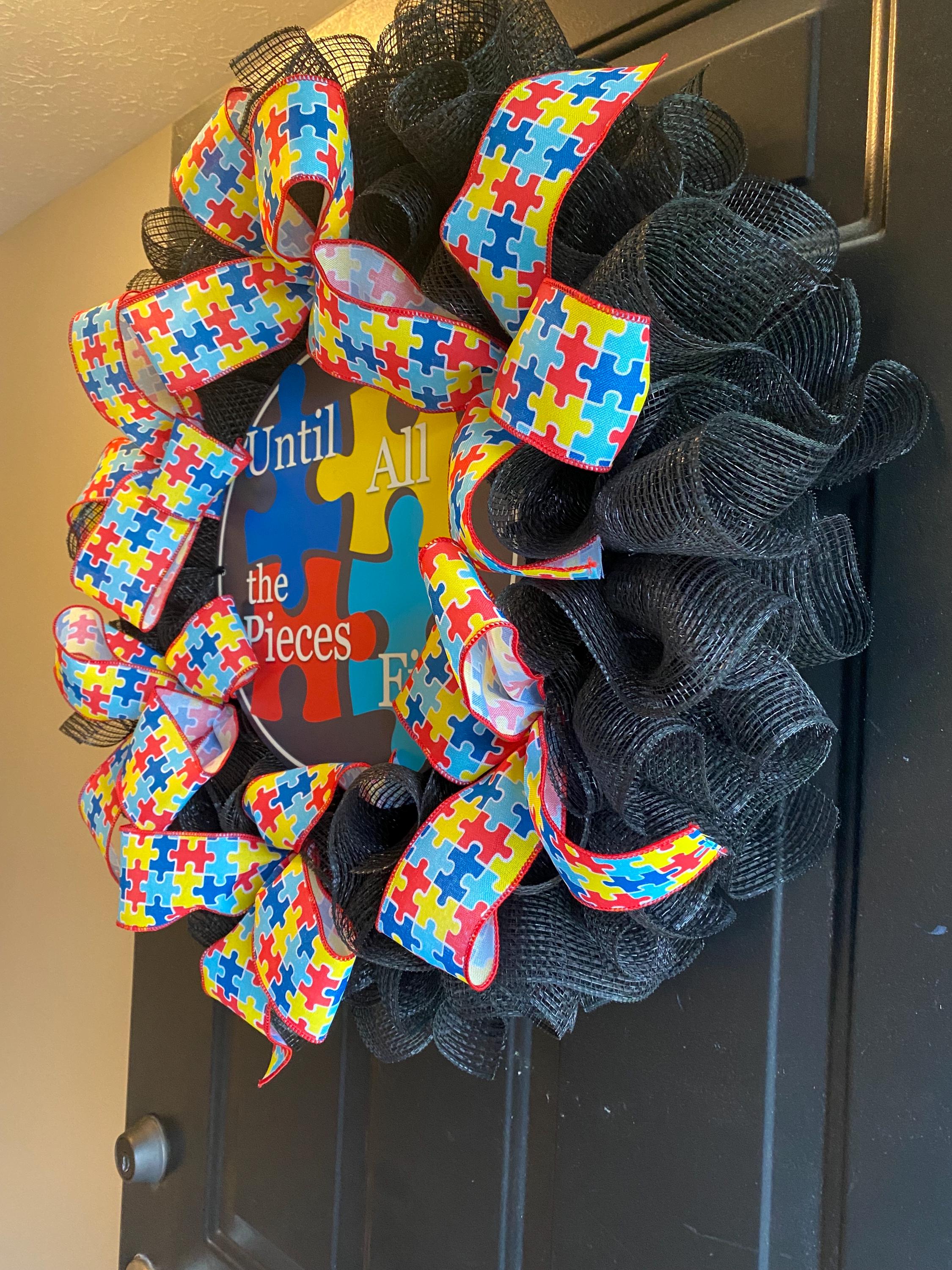 Autism Awareness Month, Autism Awareness Wreath, Puzzle Piece Wreath ...