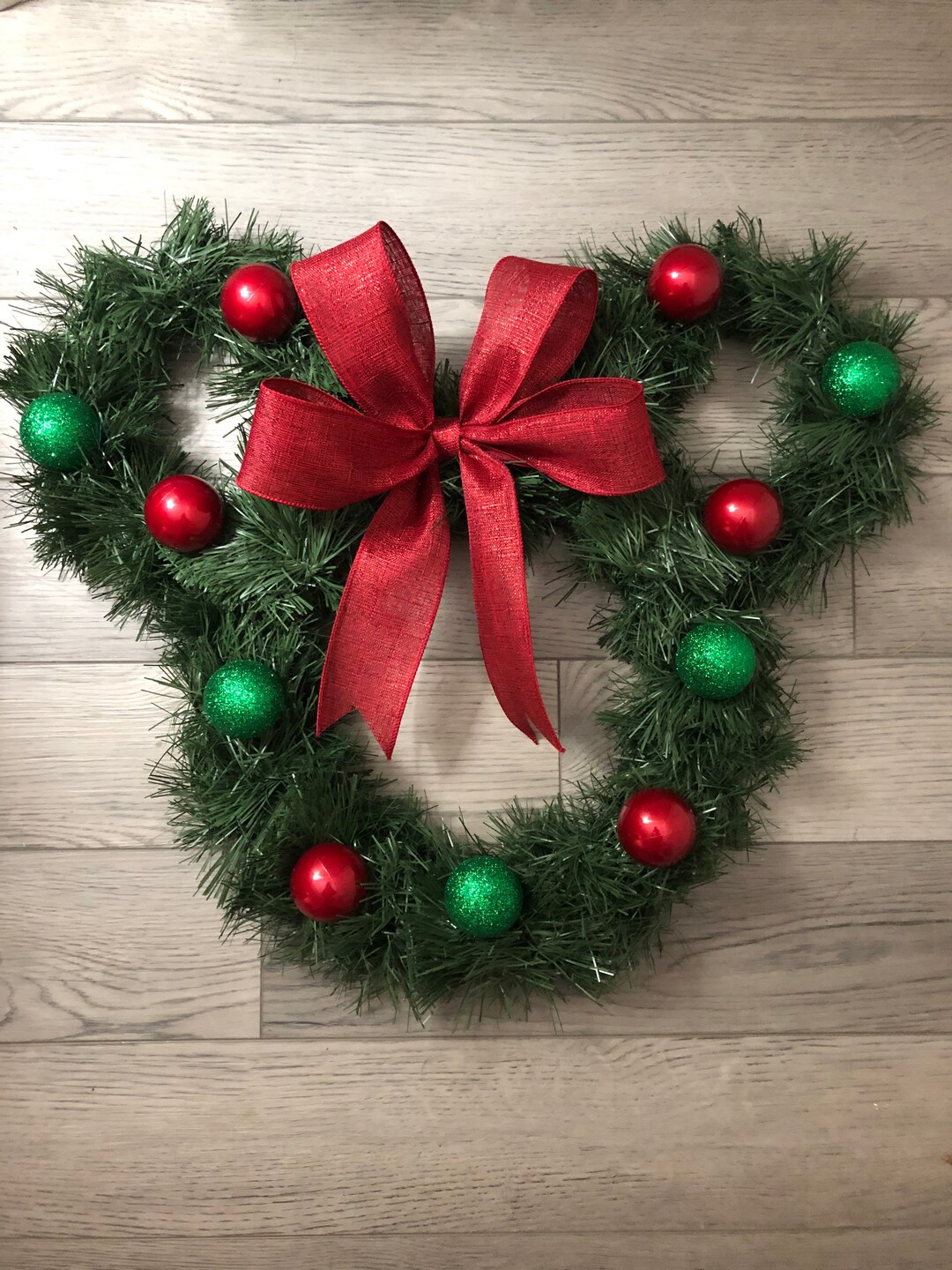 Mickey Mouse Christmas Wreath, Mickey Mouse Wreath, Christmas Greenery ...
