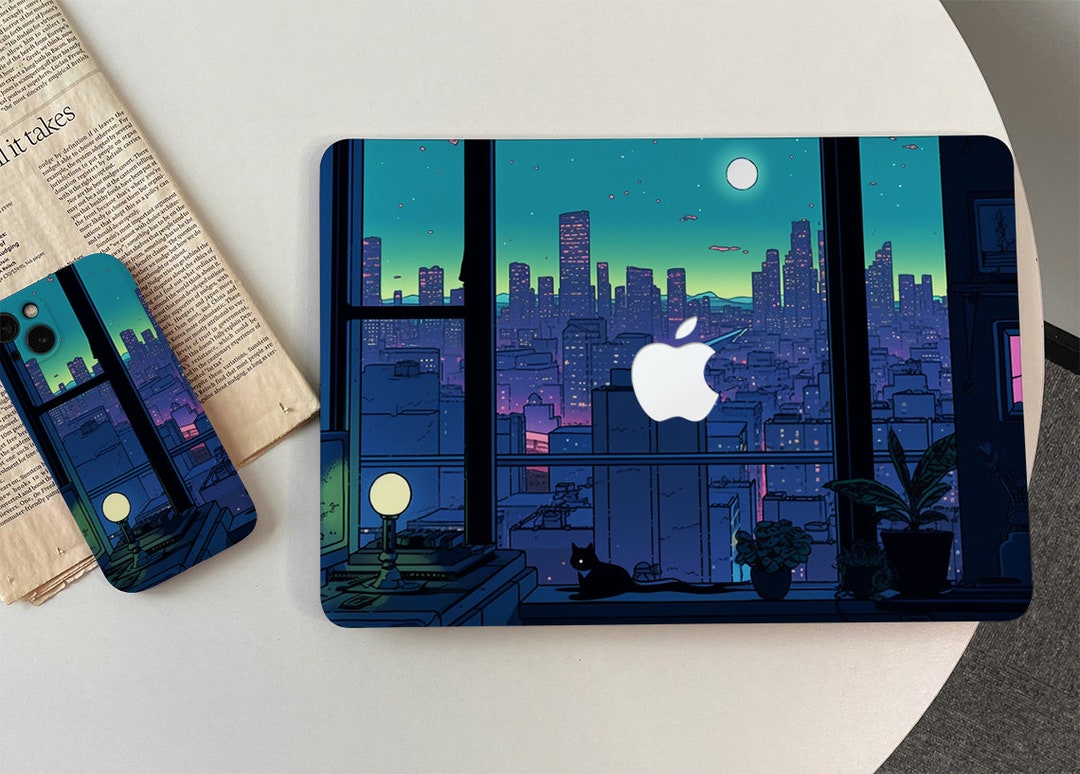 Cat in Moonlight City MacBook Shell Cover for MacBook Pro 13 14 16, M1 ...