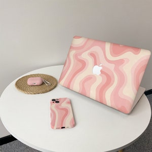Pink Abstract Wave MacBook Shell Case Cover for New MacBook Pro 13 14 ...