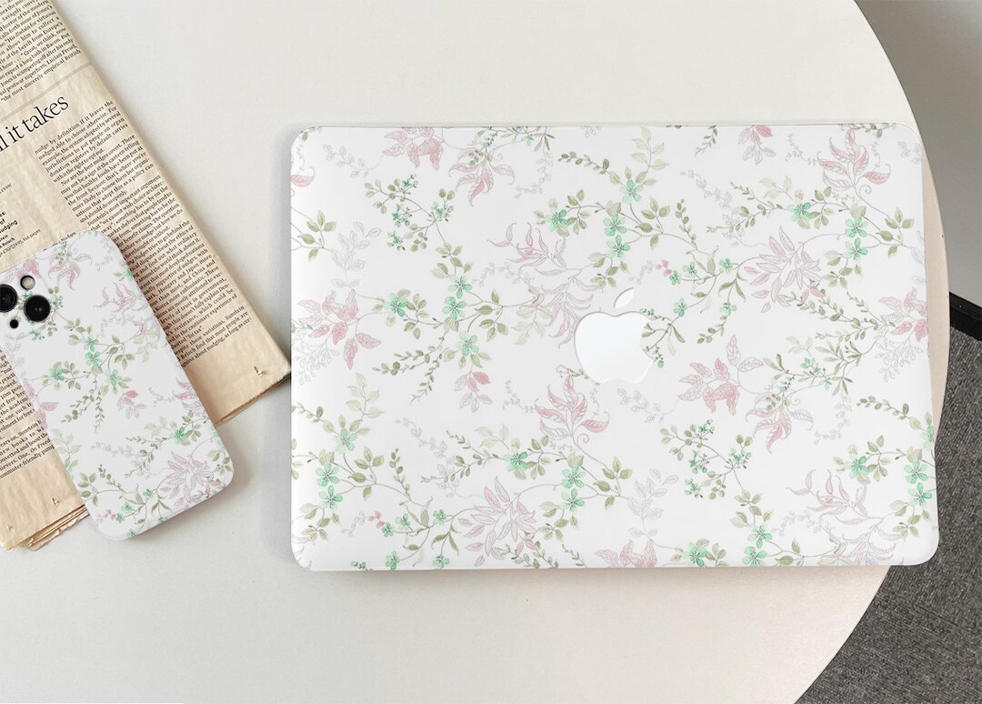 Light Pink Floral MacBook Shell Case Cover for New MacBook Pro 13 14 15 ...