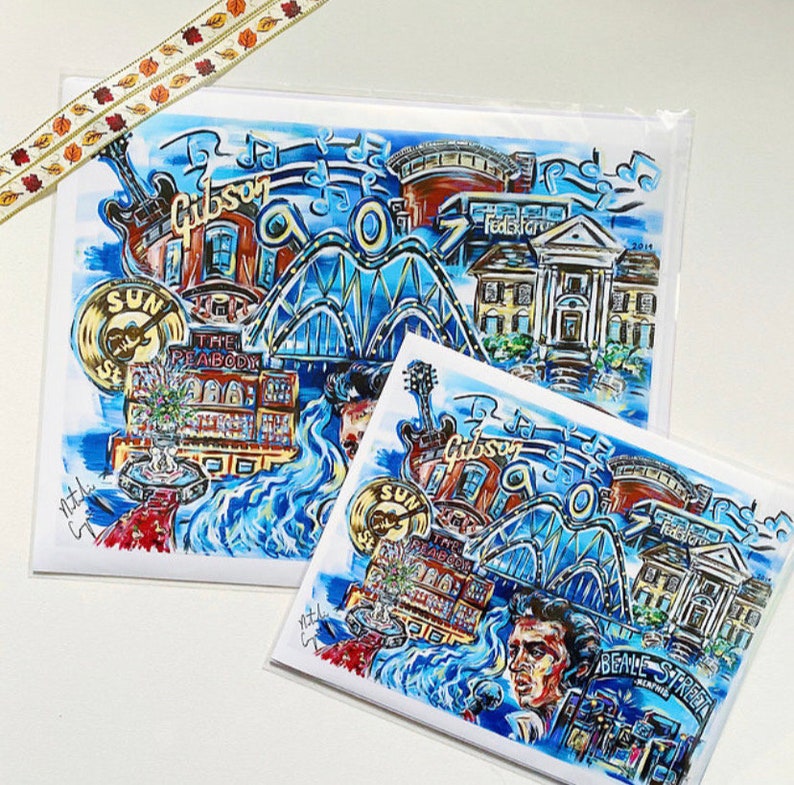 Memphis Tourism Famous Landmarks Fine Art Print - Etsy