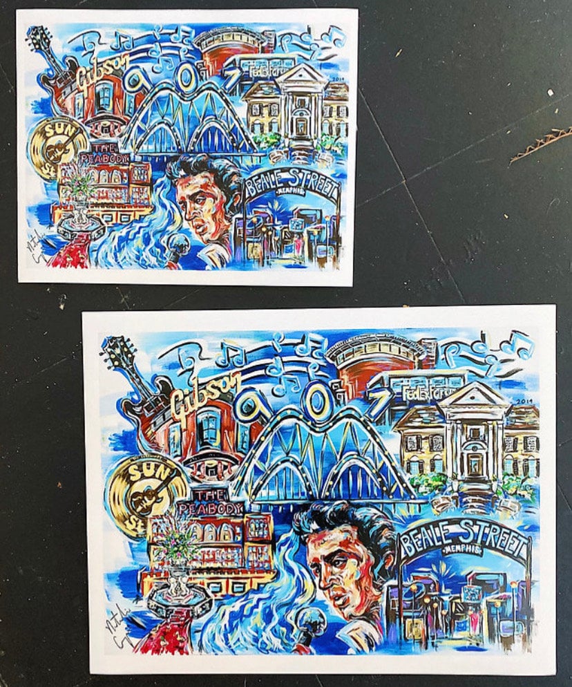 Memphis Tourism Famous Landmarks Fine Art Print - Etsy