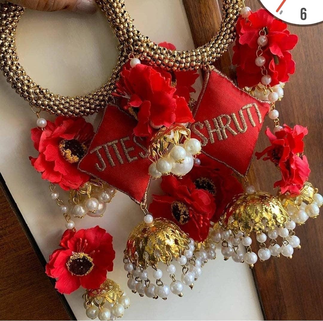 Red Color Flower Kalira Bridal Wedding Jewelry Bridal and - Etsy