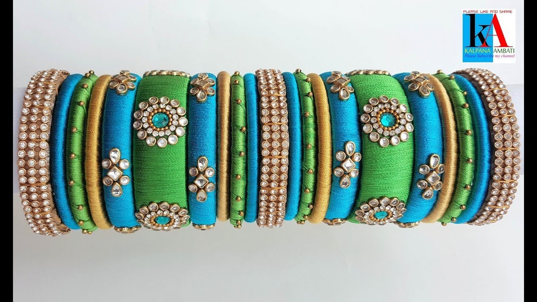 Handmade Wedding Bridal Bangles Green and Sky Blue Color Full Bridal ...