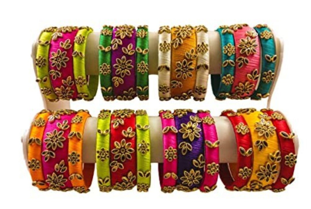 Handmade Silk Thread Bangles: Multi Color Wedding Jewelry Set - Etsy