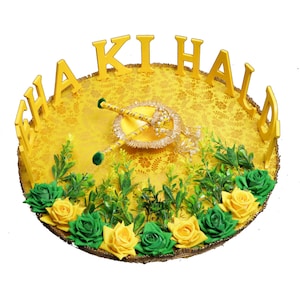 Indian Mehandi Sangeet Thali Platter /name Thali for Bridal Tel Ban ...