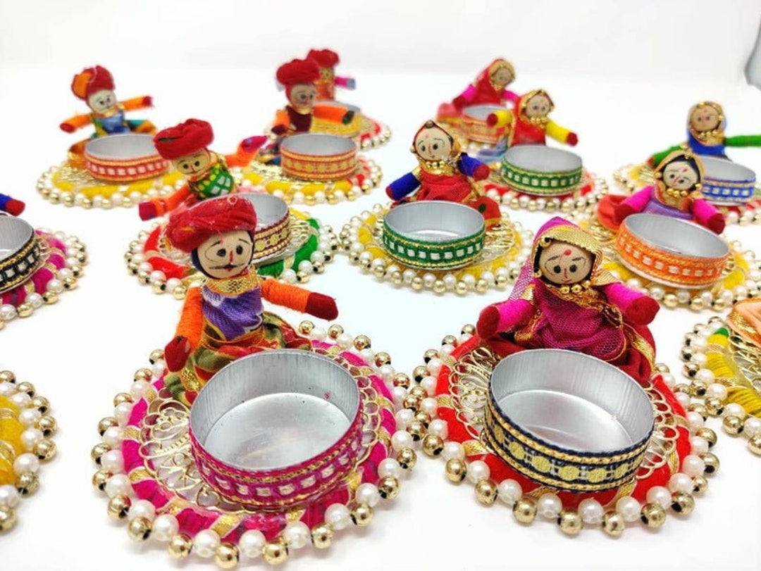 2 Couple Puppet Diya Door Traditional Handmade Door Decoration Diwali ...