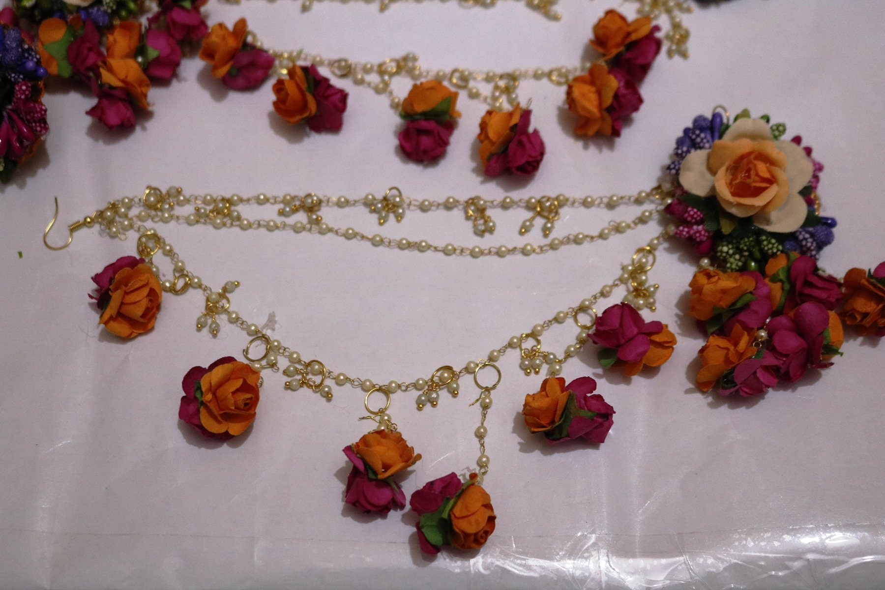 Multi Color Flower Jewellry for Bridal Necklaceearrings With - Etsy