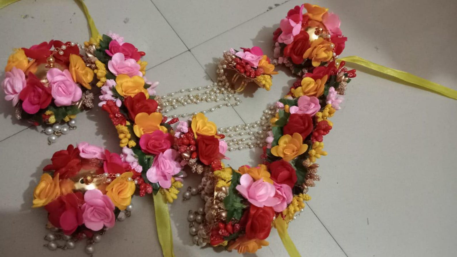 Bridal Kalira: Yellow Flower Jewelry for Haldi Ceremony - Etsy