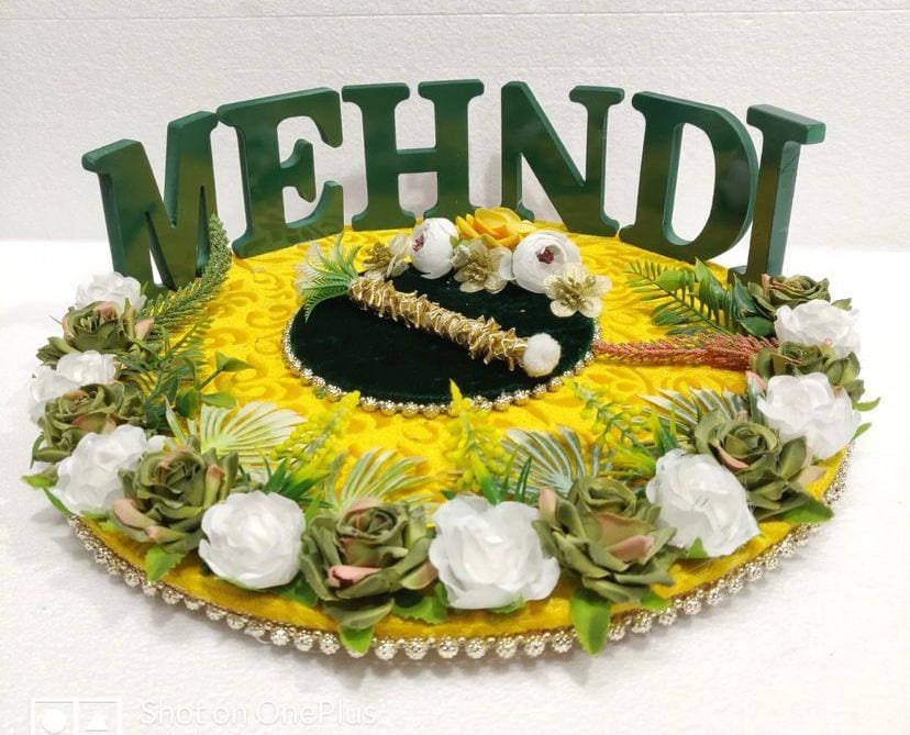 Indian Mehandi Sangeet Thali Platter /indian Wedding Rituals - Etsy