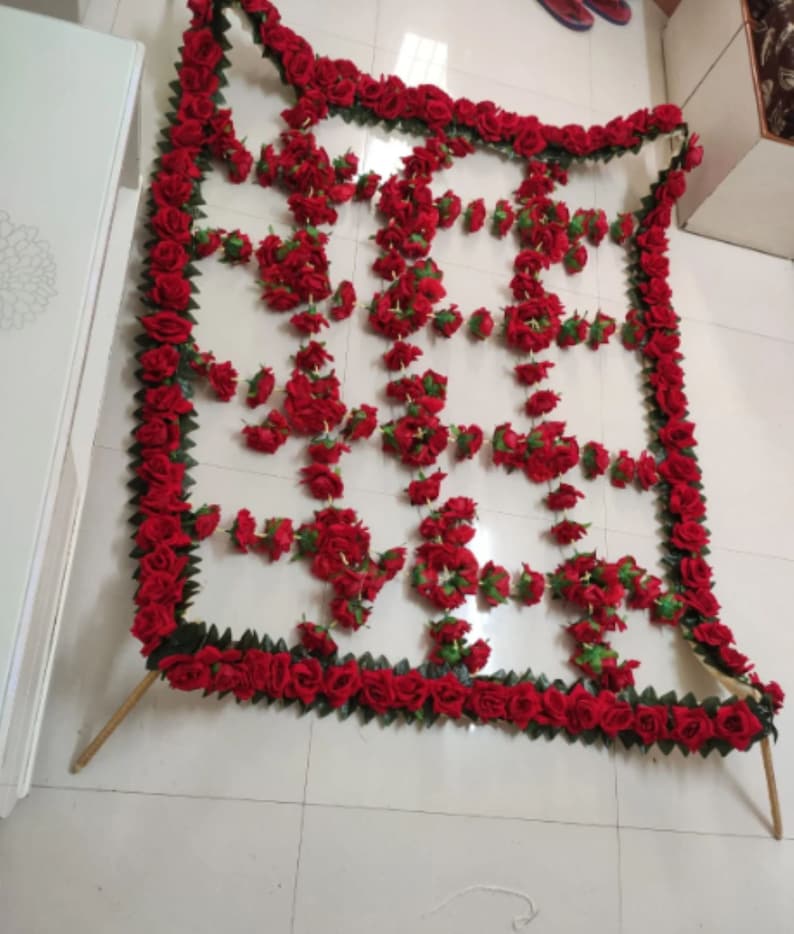 Red Flower Bridal Chaadar: Indian Wedding Entry (60x40) - Etsy