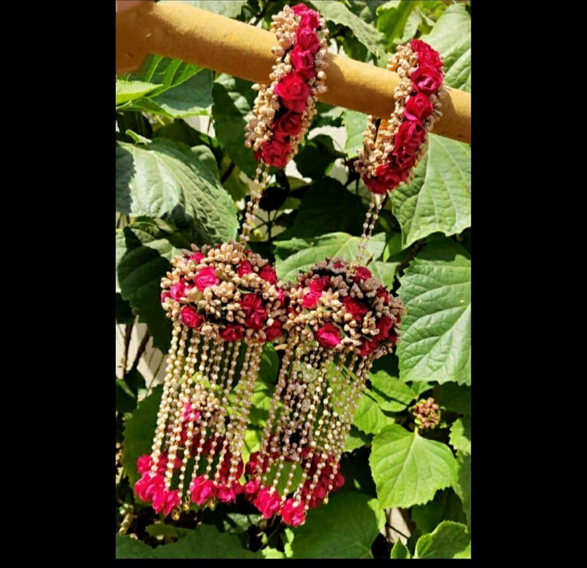 Red Flower Kalira Kaleera Bridal Handmade Flower Jewelry | Etsy