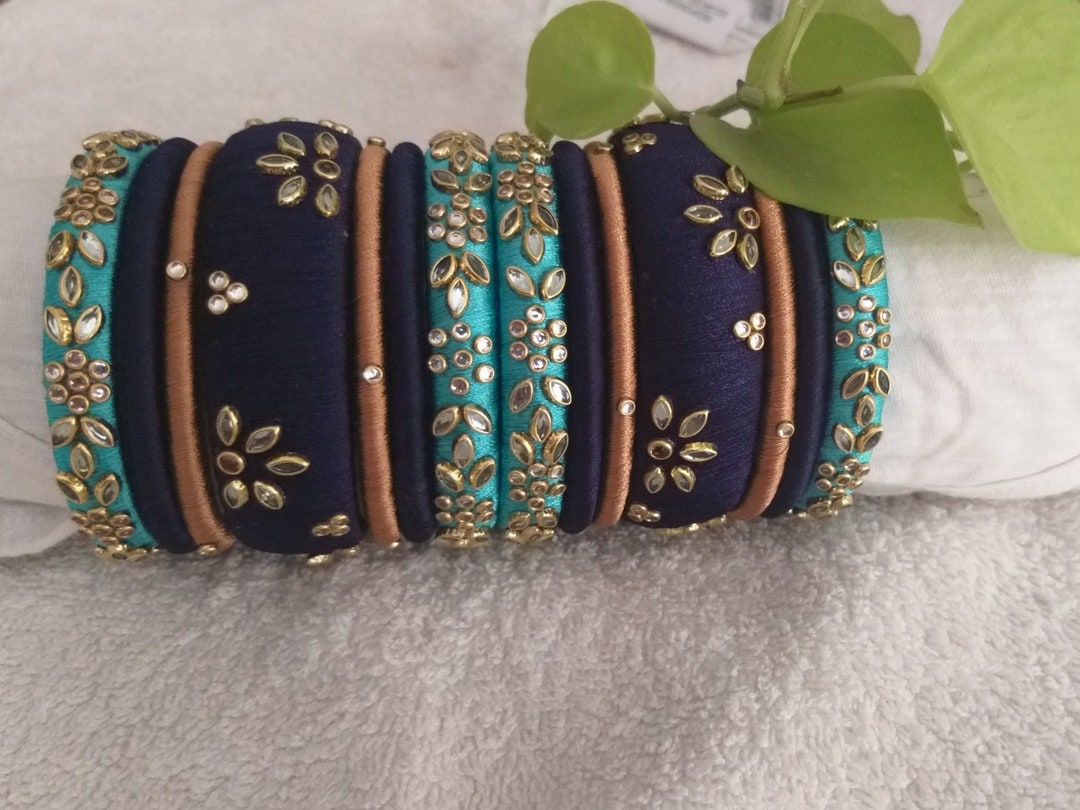 Silk Thread Blue, Sky Blue Color Silk Thread Bangles Wedding Bangles ...