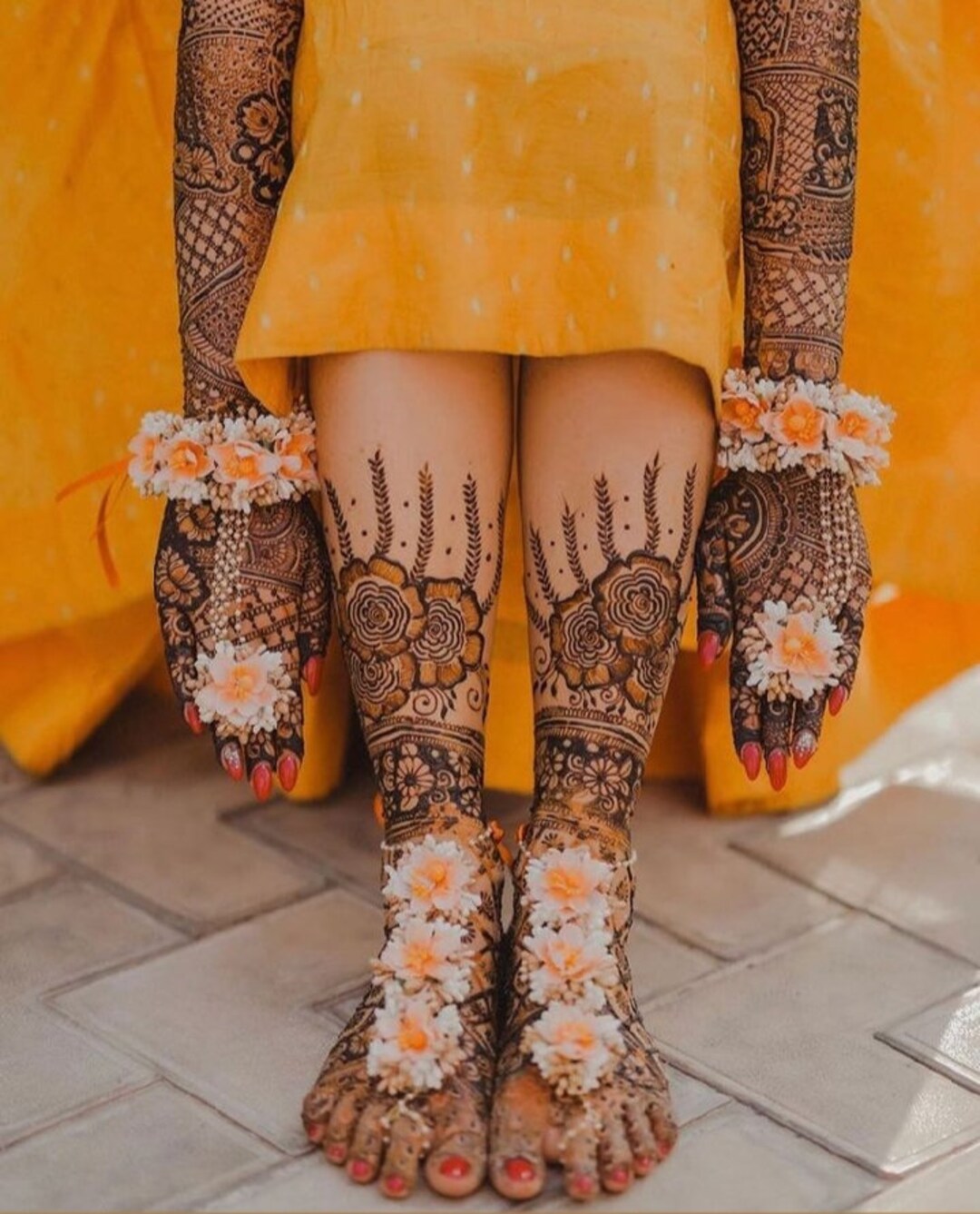 Orange Floral Jewellry Bridal Haldi Mehendi Sangeet,mayun Ceremony in ...