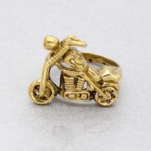Motorcycle Ring, Bike Ring, Boho Ring, Cute Ring, Gold Ring, Travel Ring, Cycling Ring, Brass ...