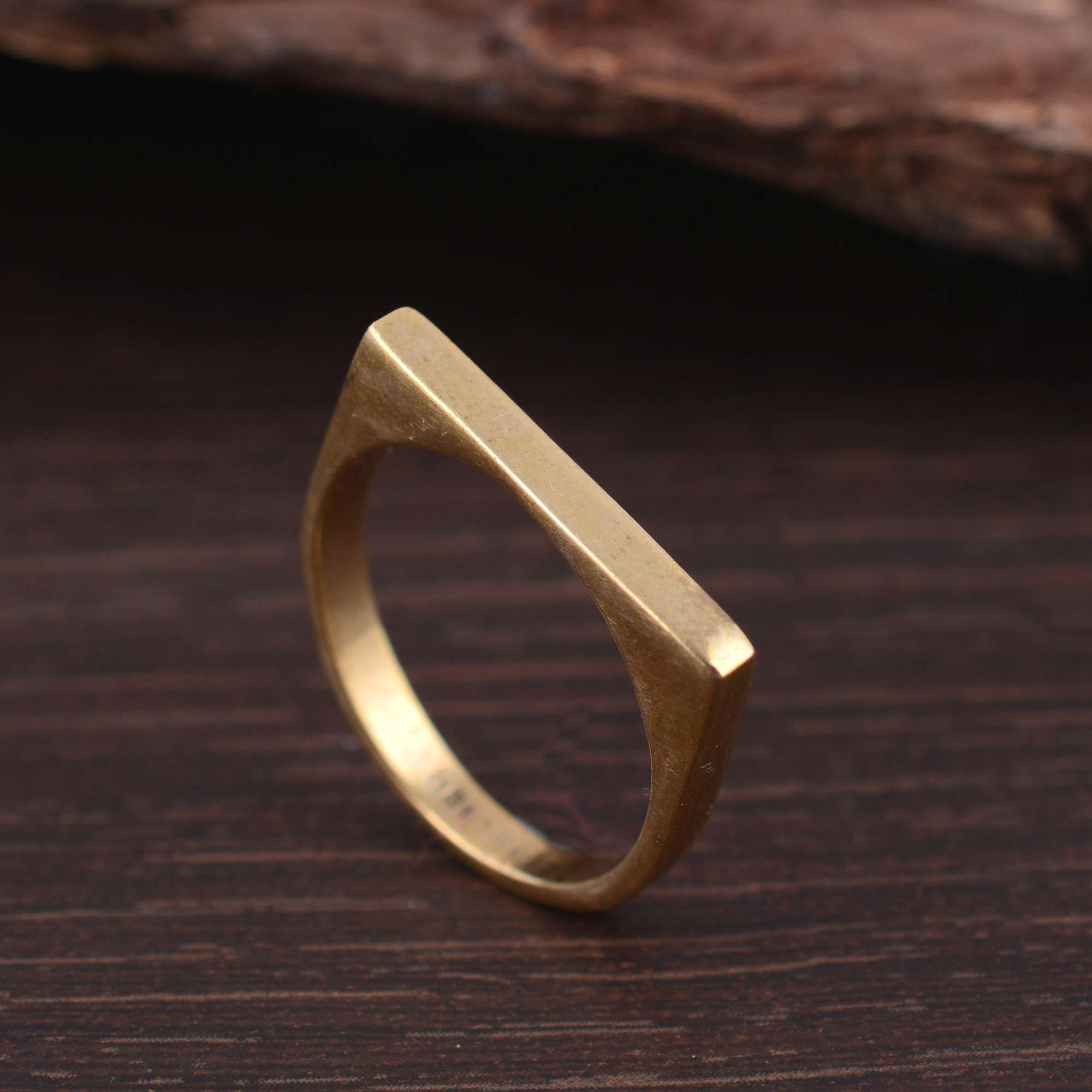 Signet Narrow Flat Square Gold Ring Rectangle Signet Ring for - Etsy