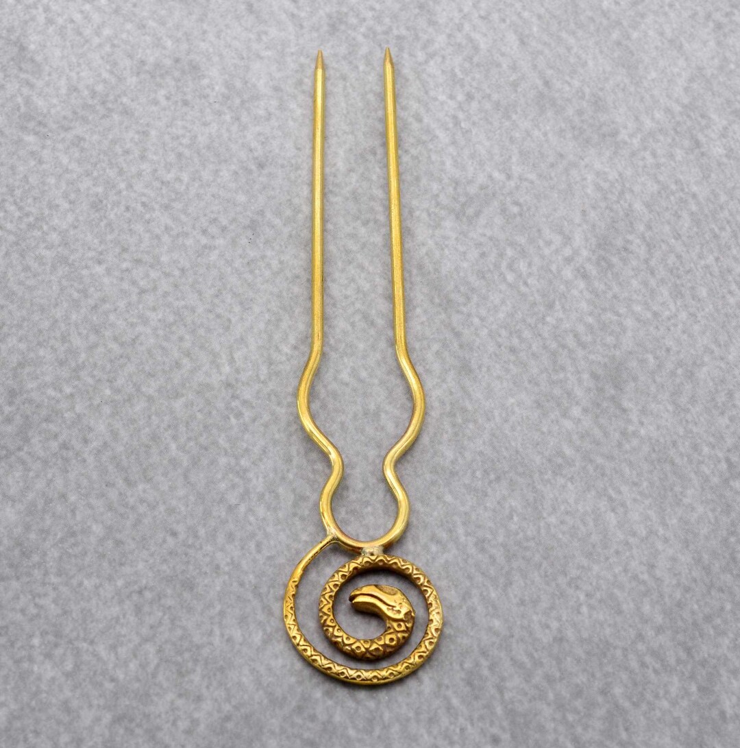 Snake Brass Hair Pins, Hair Fork, Handmade Hair Fork, Snakes Hair Pin ...