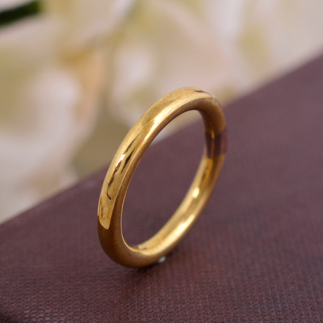 Band Full Round Ring Rounded Band 3 Mm Ring Brass Stacking Ring Thick ...