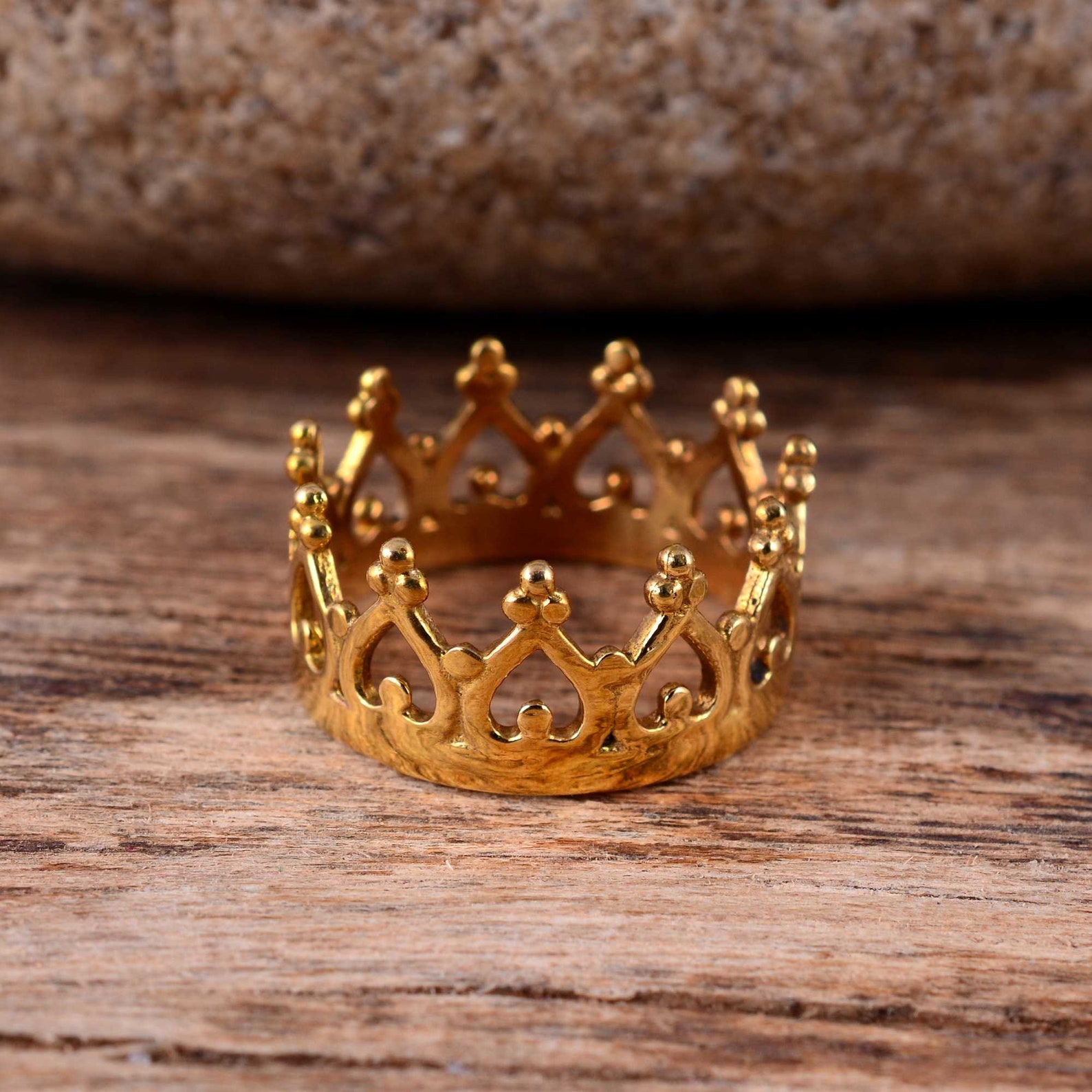 Brass Crown Ring: Bohemian Wide Band Ring - Etsy