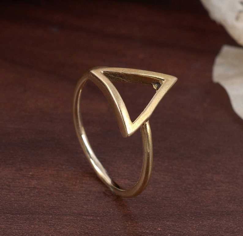 Triangle Ring Gold Brass Ring Triangle Shape Ring - Etsy