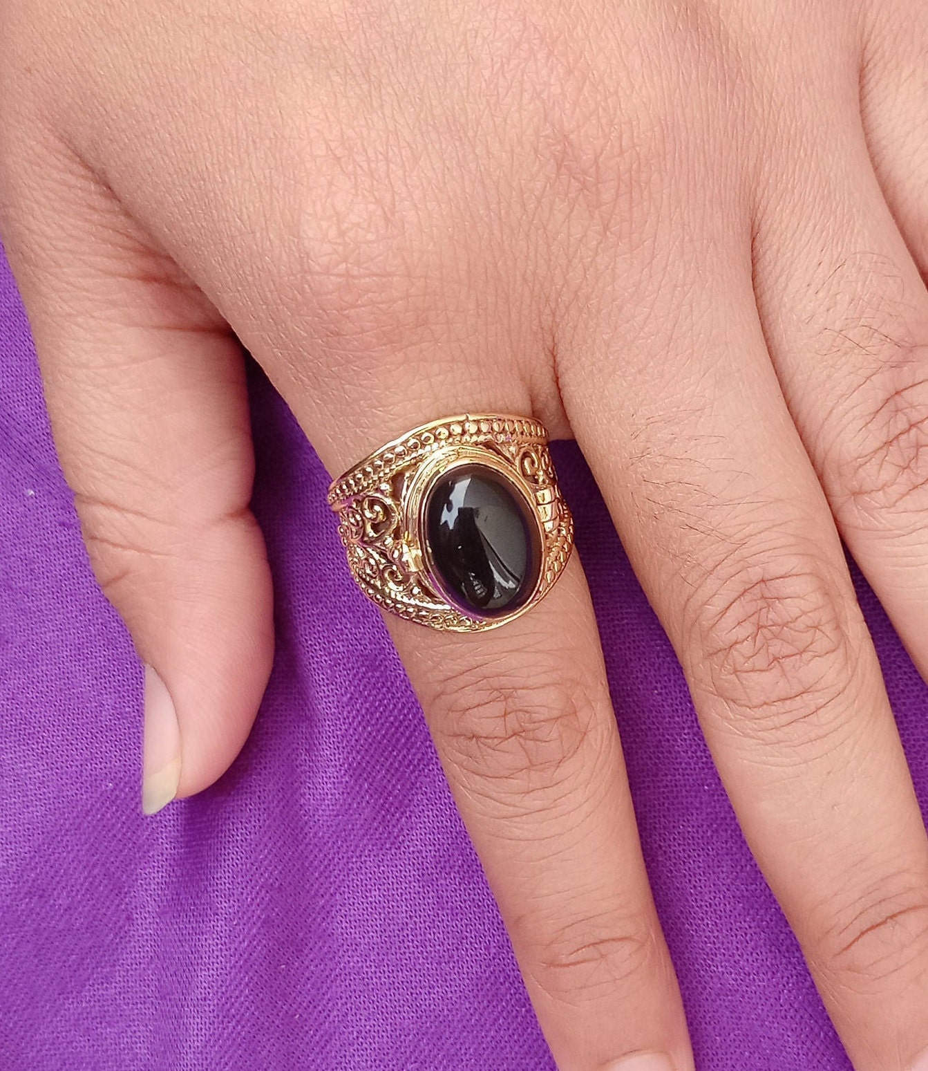 Obsidian Poison Box Ring Unique Ring Wedding Ring Box Ring | Etsy
