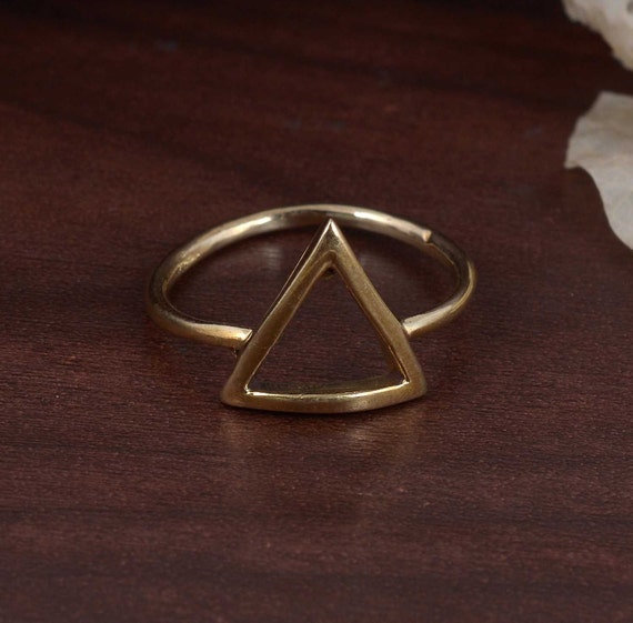 Triangle Ring Gold Brass Ring Triangle Shape Ring - Etsy