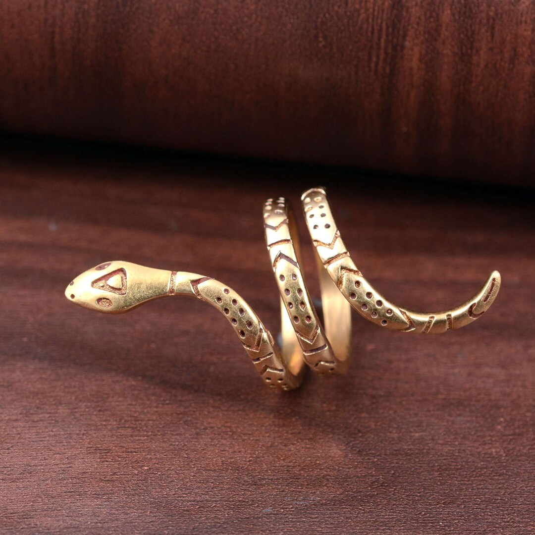 Brass Snake Ring: Adjustable Bohemian Serpent Band - Etsy