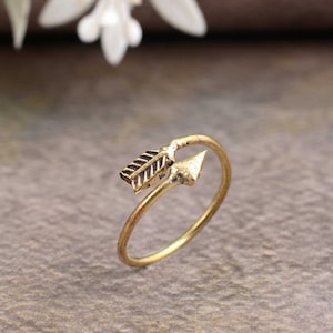 Gold Arrow Ring, Dainty Ring, Stacking Ring, Adjustable Arrow Ring ...