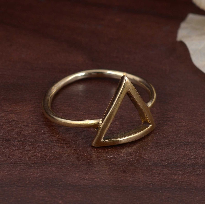 Triangle Ring Gold Brass Ring Triangle Shape Ring - Etsy
