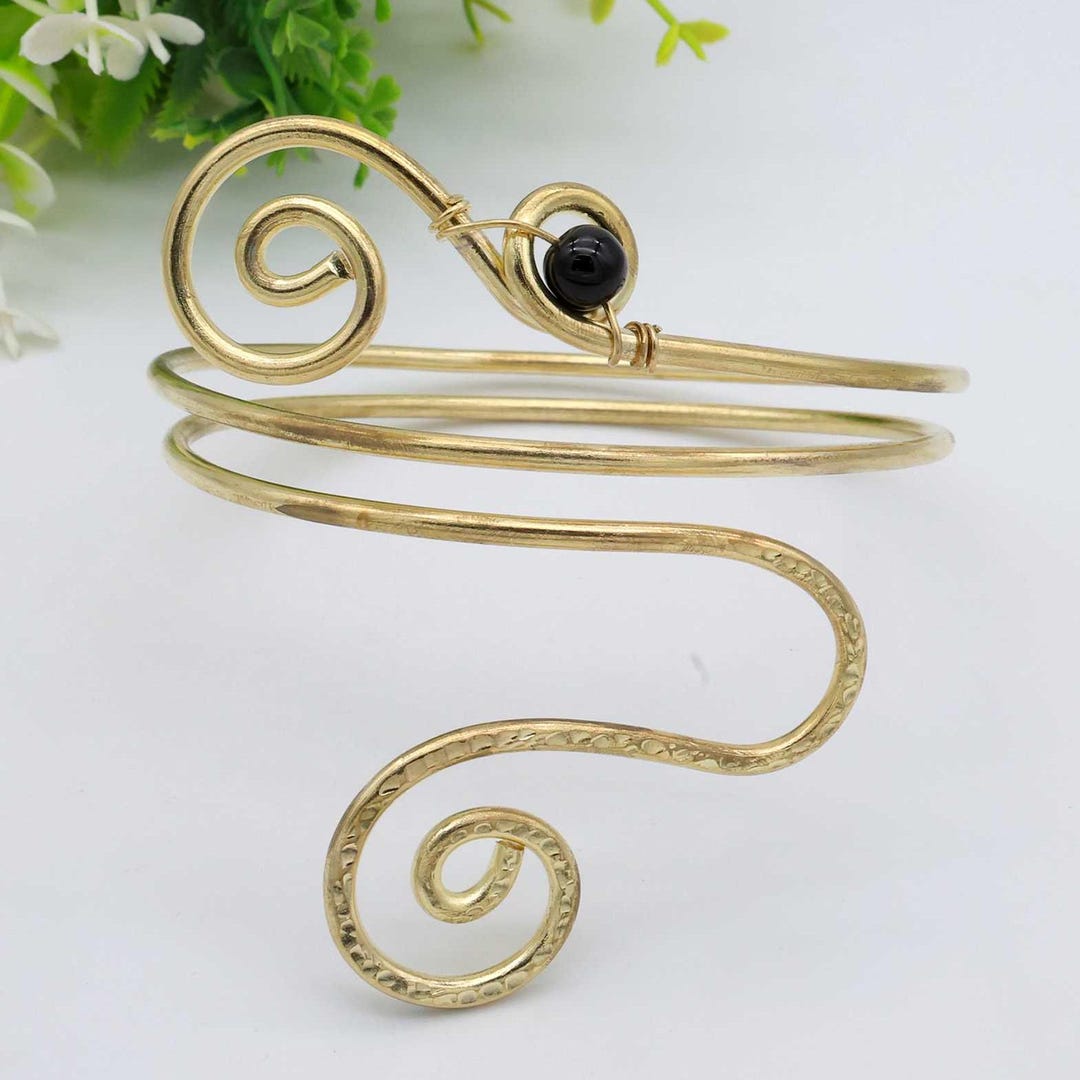 Spiral Charm Upper Arm Cuff, Classic Punk Style Arm Bracelet, Wire ...