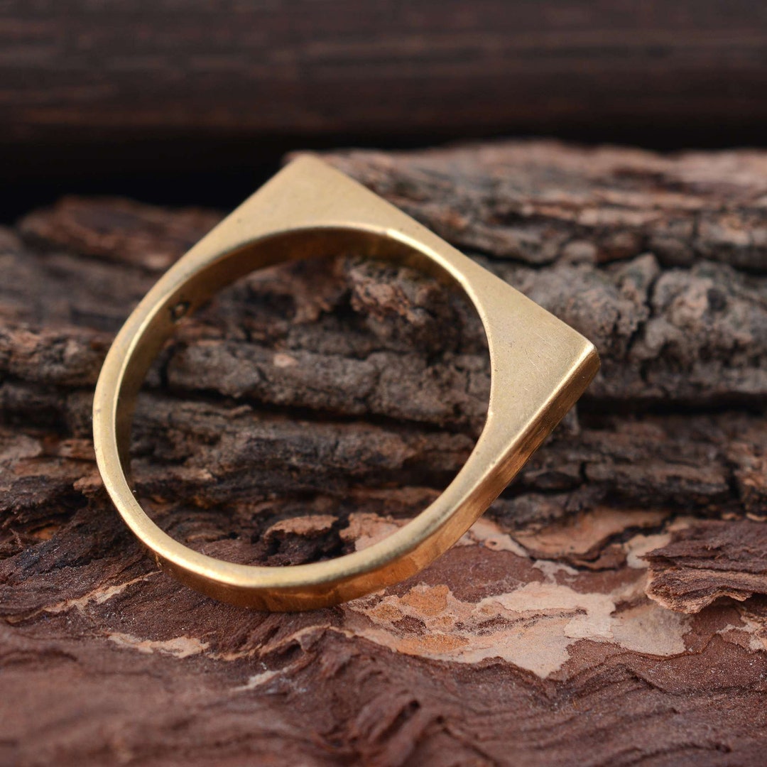 Signet Narrow Flat Square Gold Ring, Rectangle Signet Ring for Women ...