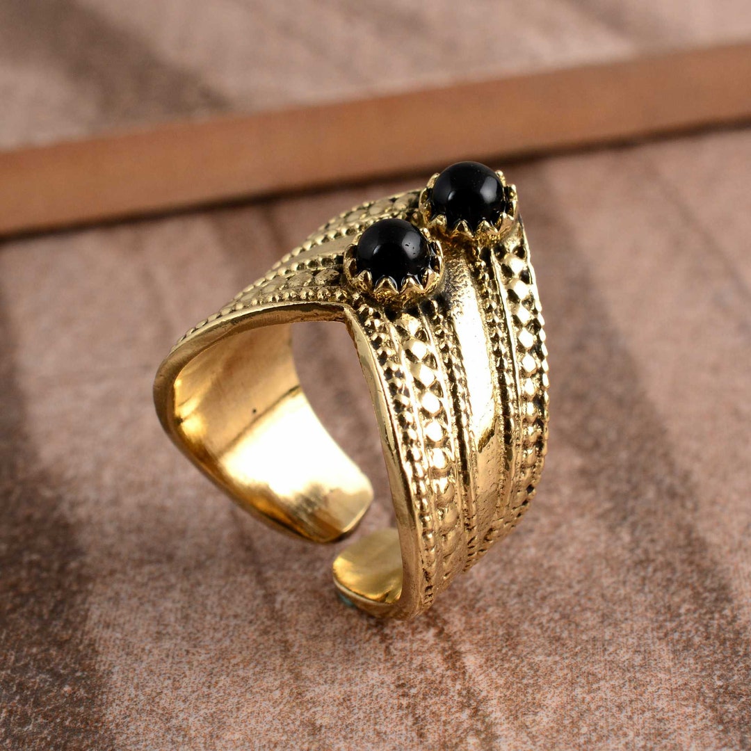 Natural Obsidian Ring, Healing Stone Ring, Energy Protection Ring ...