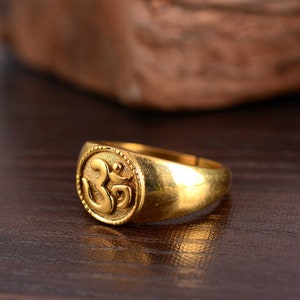 Om Signet Ring, Brass Ohm Ring, Buddhist Ring, Meditation Ring, Mantra ...