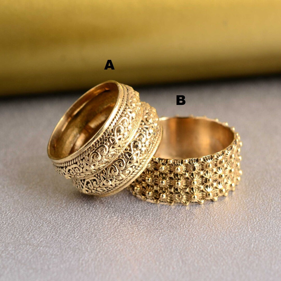 Dainty Brass Ring Band Brass Ring Set Designer Brass Rings Brass Bands ...