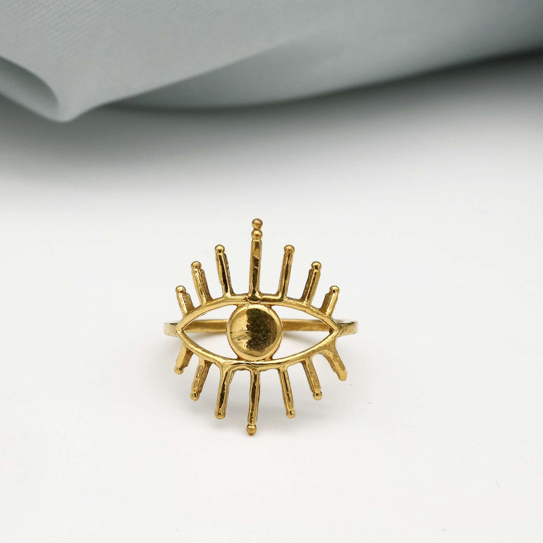 Evil Eye Sunbeam Ring: Brass Nazar Protection Jewelry - Etsy