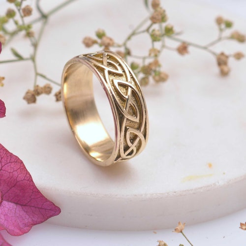 Brass Celtic Eternal Knot Ring Band - Etsy UK