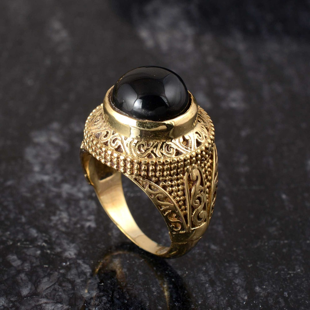 Vintage Black Signet Ring Black Mens Ring Chunky Ring - Etsy