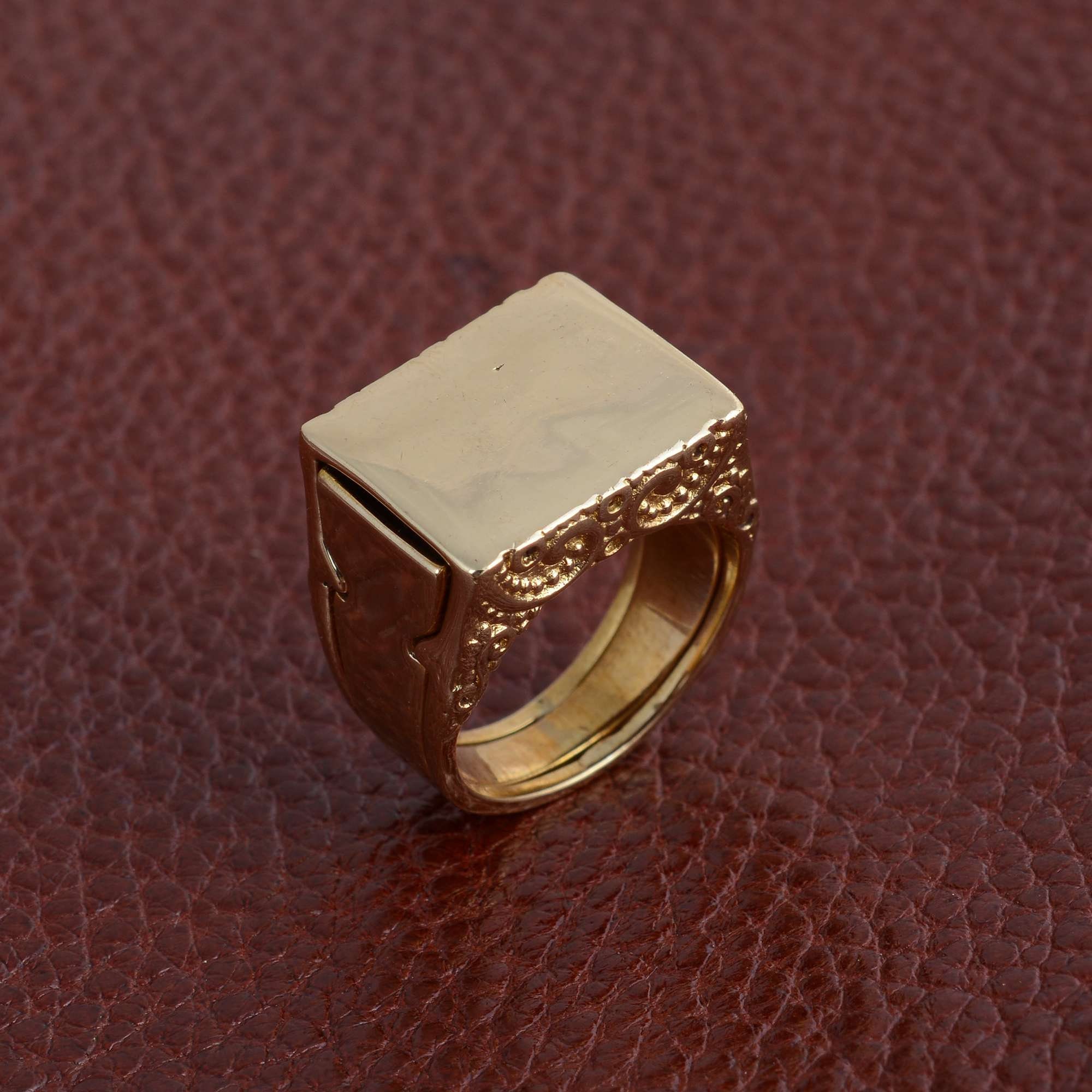 Brass Secret Compartment Ring, Openable Pill Box Ring - Etsy