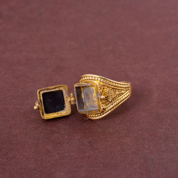 Gold Poison Ring Black Obsidian Poison Ring Small Box Ring | Etsy