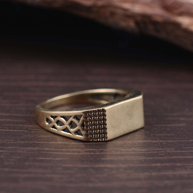 Square Signet Ring for Men & Women Stone Signet Ring Plain - Etsy