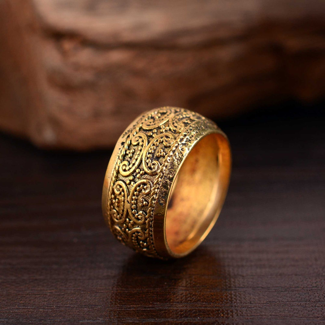 Gold Filigree Band Thumb Ring Filigree Band Wedding Band - Etsy