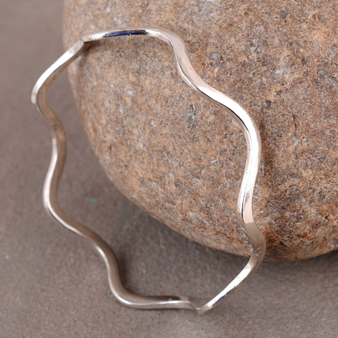 Wave Cuff Bangle Silver Ocean Beach Jewelry - Etsy