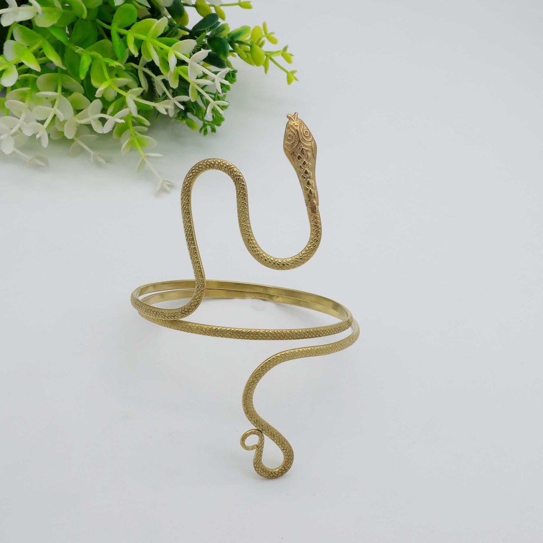 Handmade Brass Snake Upper Arm Bracelet: Boho Jewelry - Etsy