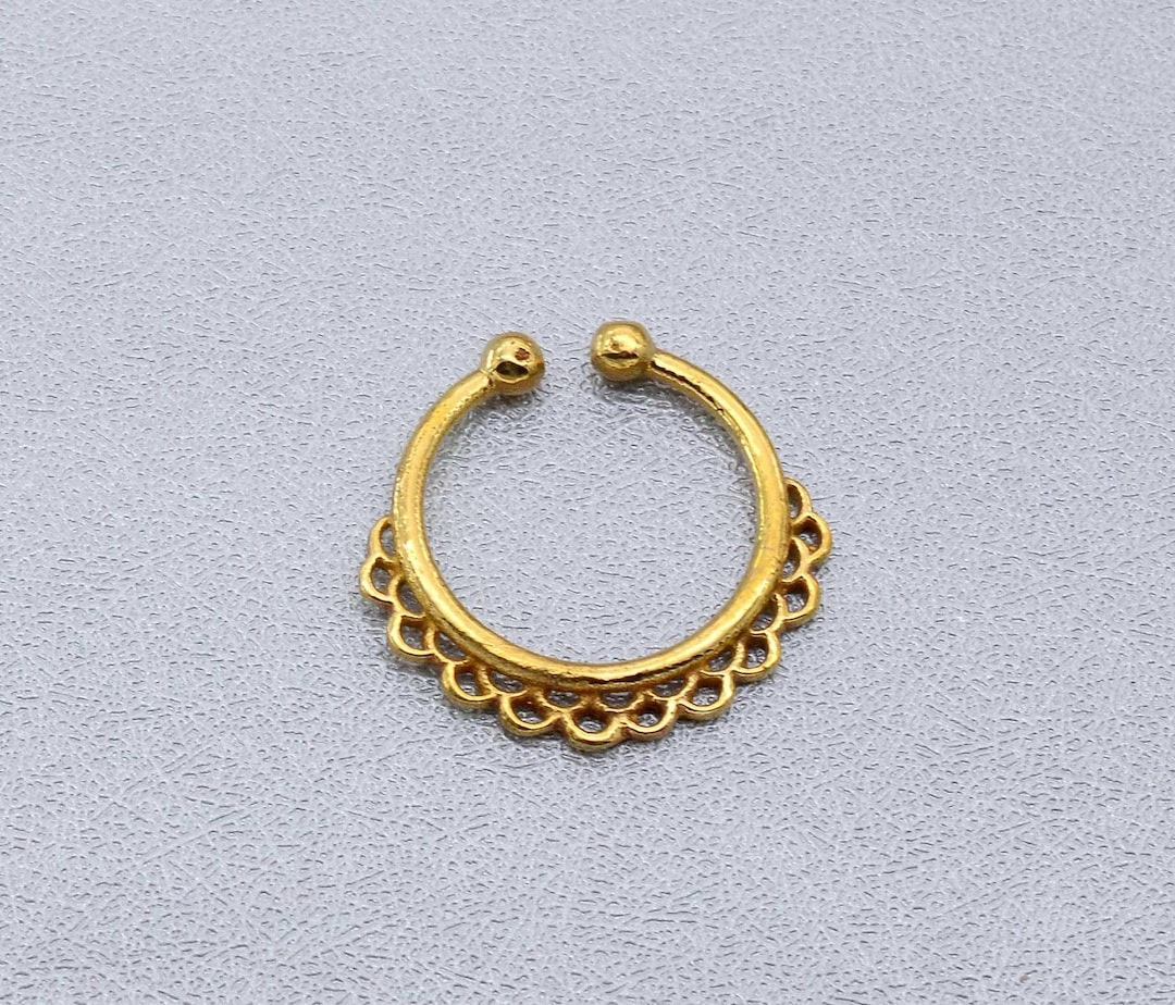 Brass Septum Ring, Tribal Septum Jewelry, Indian Septum Piercing, Large ...