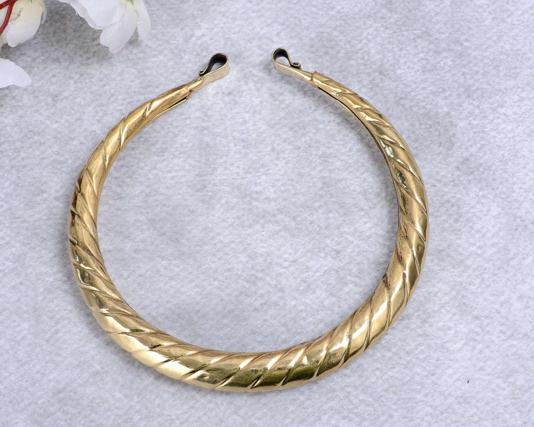 Engraved Brass Torque Necklace: African Goddess Choker - Etsy