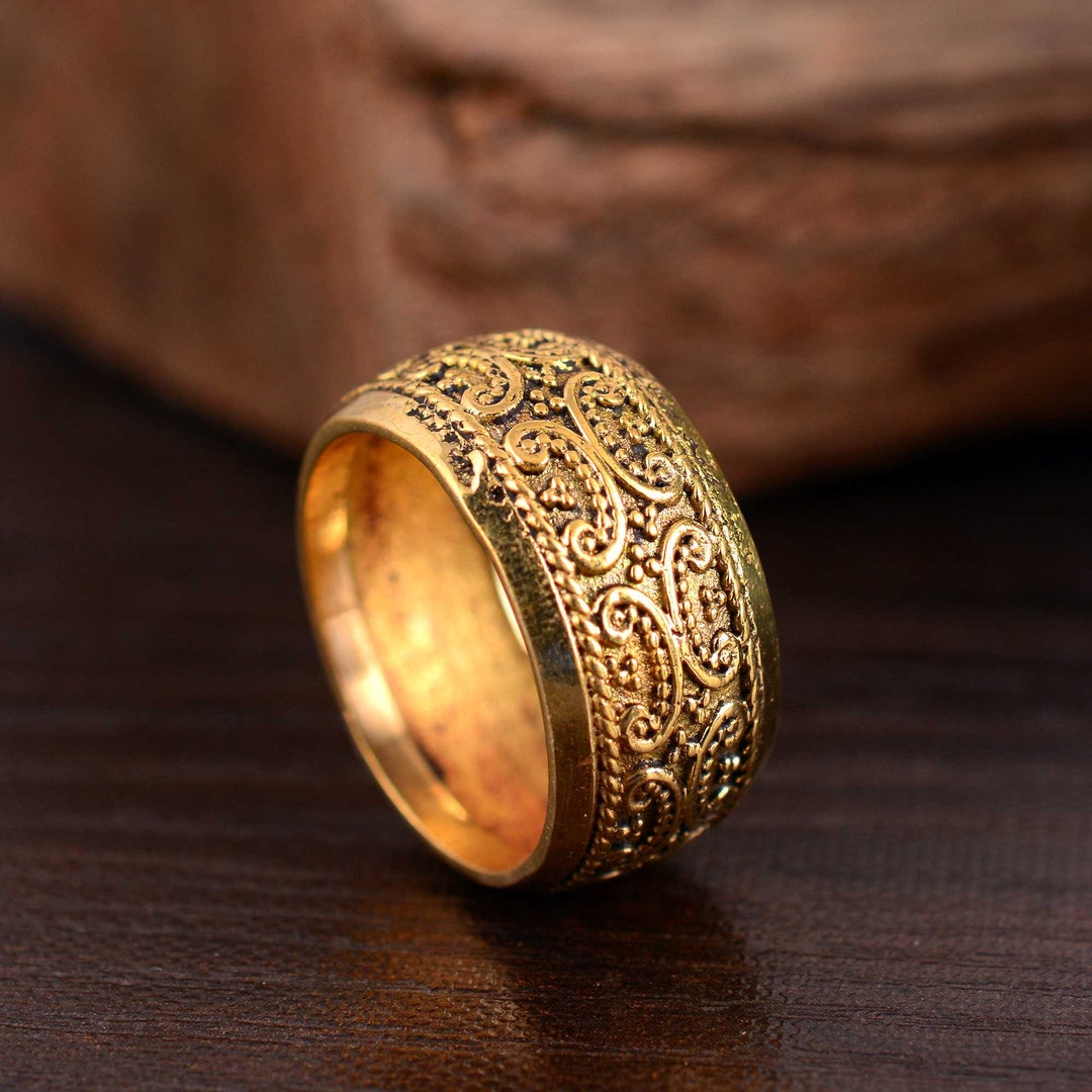 Gold Filigree Band, Thumb Ring, Filigree Band, Wedding Band, Statement ...