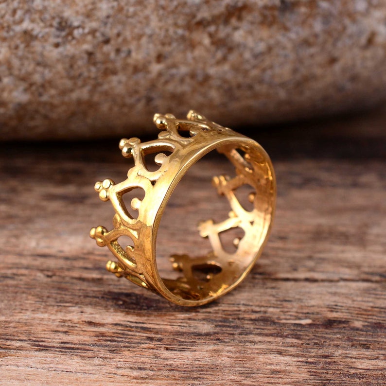 Brass Crown Ring: Bohemian Wide Band Ring - Etsy